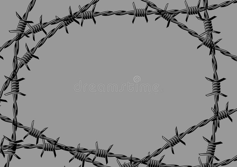 Barbed Wire Frame. Sharp Barbwire Border Chain Stock Vector ...