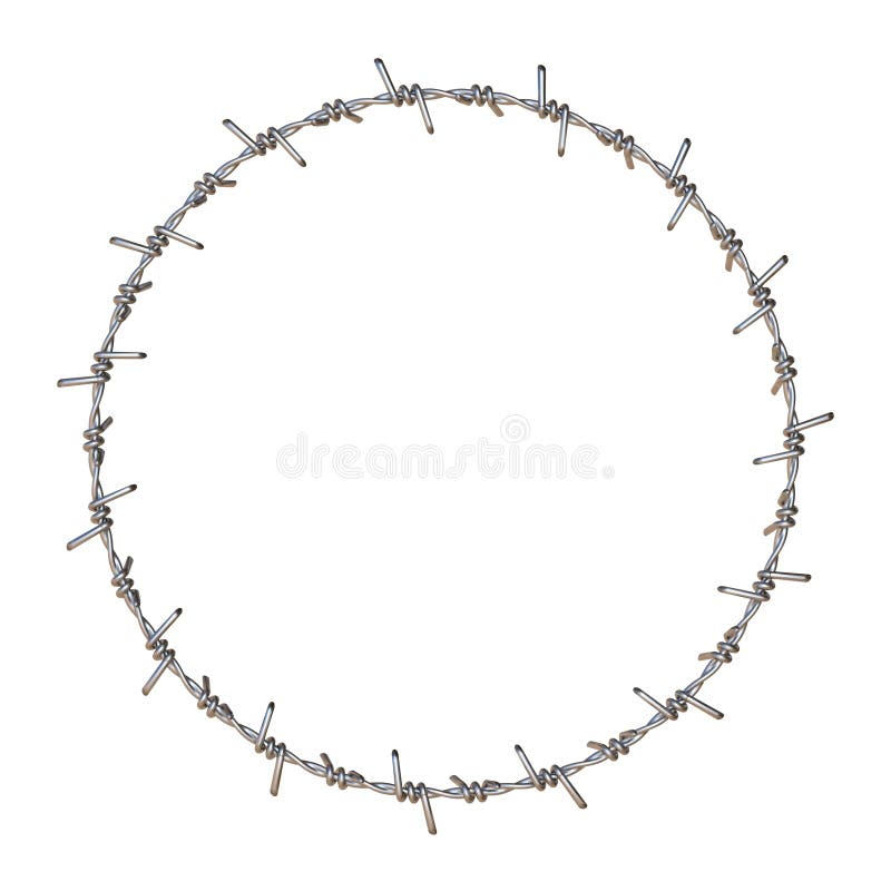 Barbed wire Big circle 3D stock illustration. Illustration of safety ...