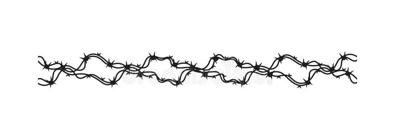 Barbed Wire. Black Barbwire, War or Safety Elements. Decorative Borders ...