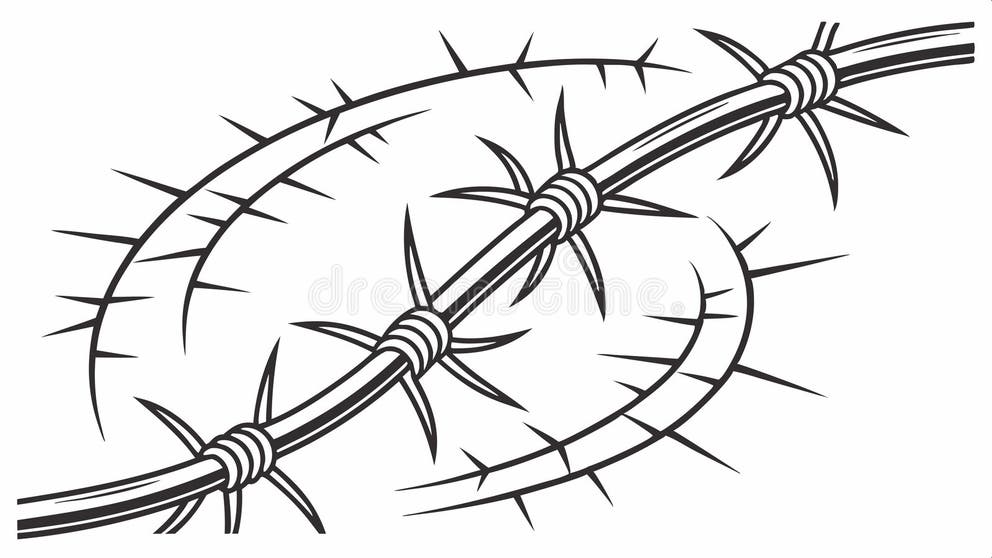 Barbed Wire Border Element Security Danger Warning Line Graphic Design ...