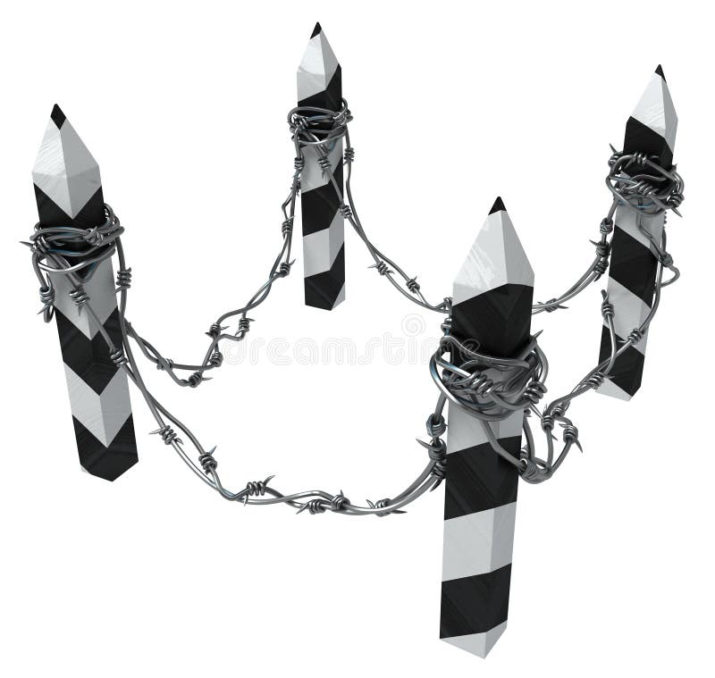 Barbed Wire Border Post Square Stock Illustration - Illustration of ...