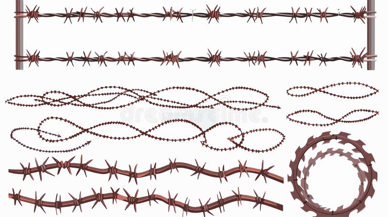 Barbed Wire Borders and Lines Graphic Design Element Stock Vector ...
