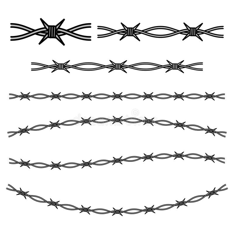 Barbed Wire Borders Set. Security Fencing. Vector Illustration. EPS 10 ...