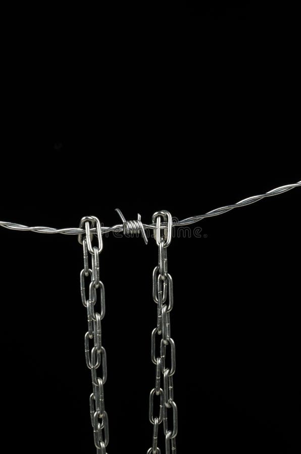 Barbed wire and chain stock image. Image of criminal - 74842435