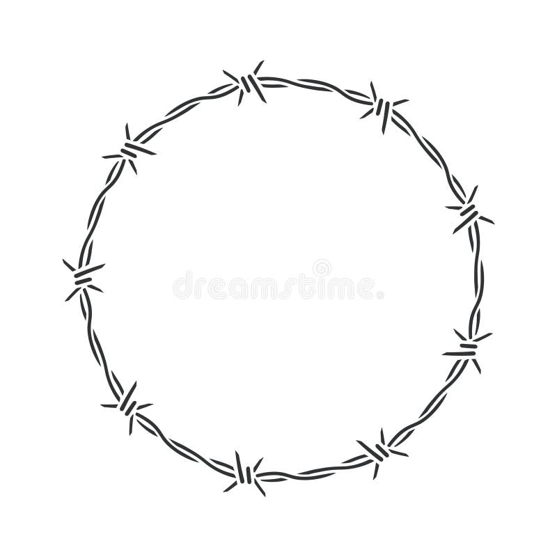 Barbed Wire Circle Frame Isolated Stock Vector - Illustration of thorns ...