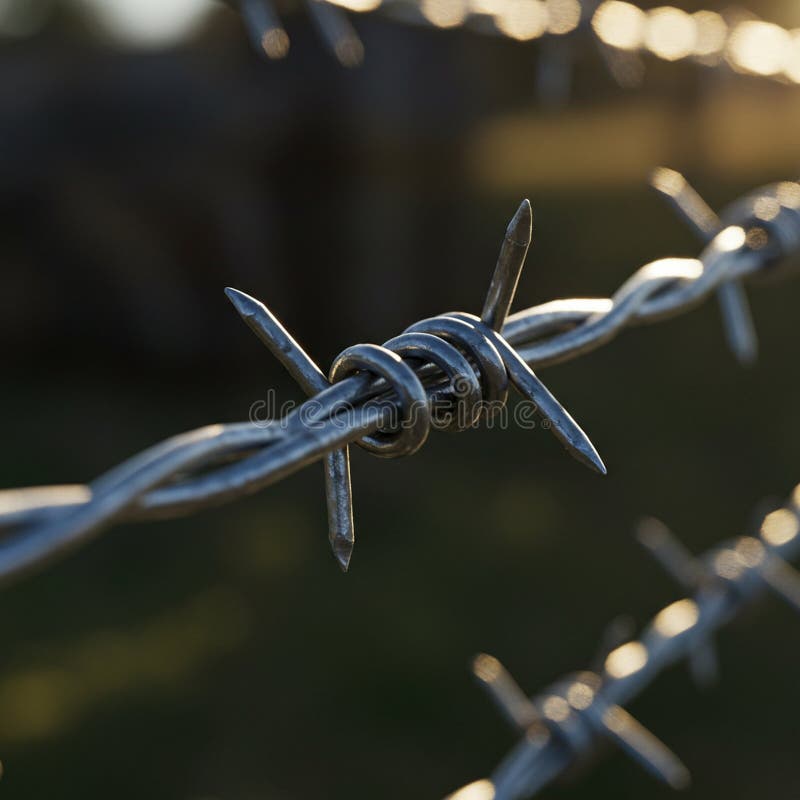Barbed Wire Close-Up: a Study in Metal and Light Stock Illustration ...