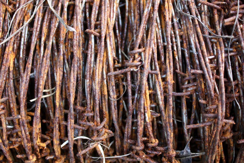 Barbed Wire Coated with Rust. Background Image of Iron Wire. Stock ...