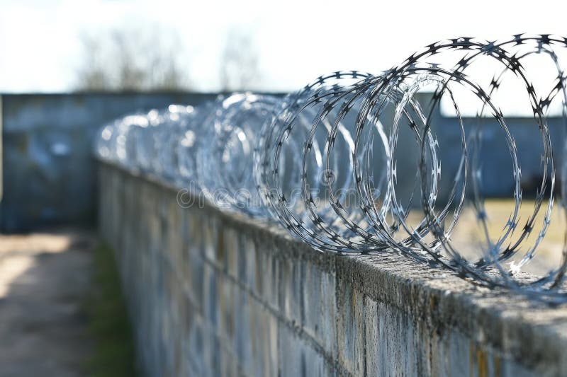 Barbed Wire Creating Restricted Area, Symbolizing Security, Confinement ...