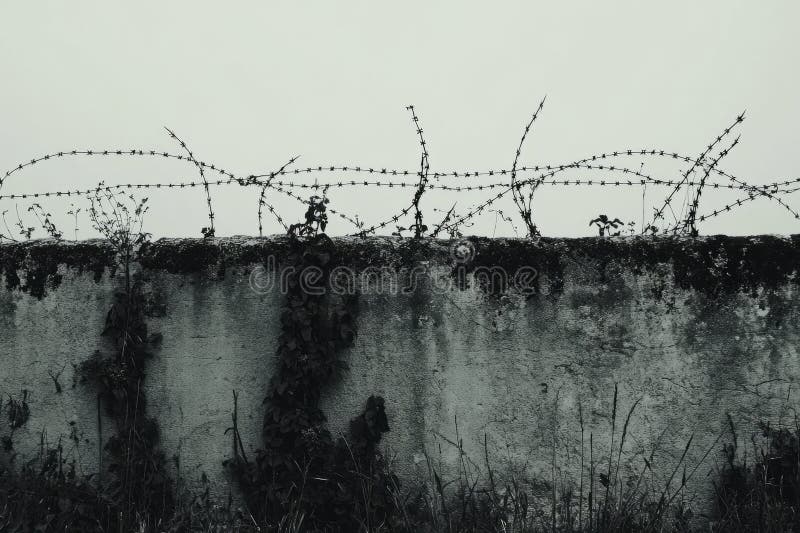 Barbed Wire Creating Restricted Area, Symbolizing Security, Confinement ...