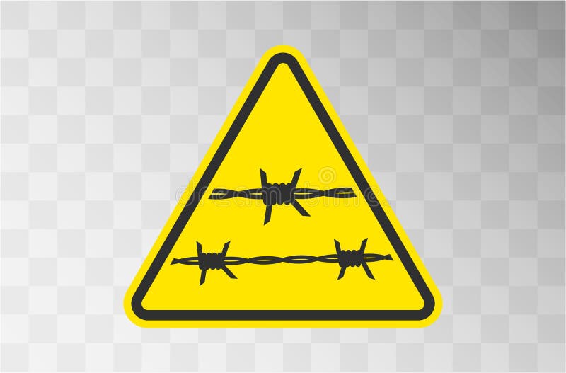 Barbed Wire Danger Caution Symbol Sign. Warning Barbed Wire Fences Icon ...