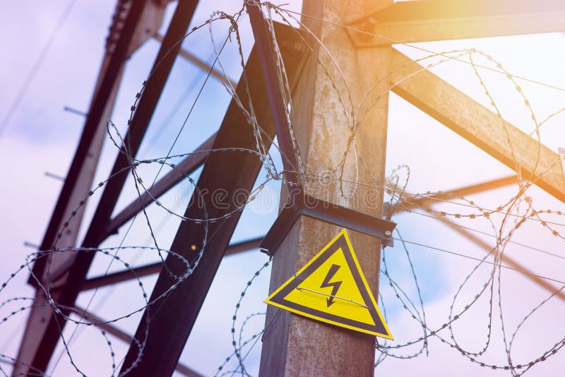 Electrical Power Lines Under a Blue Sky. Tower Stock Photo - Image of ...