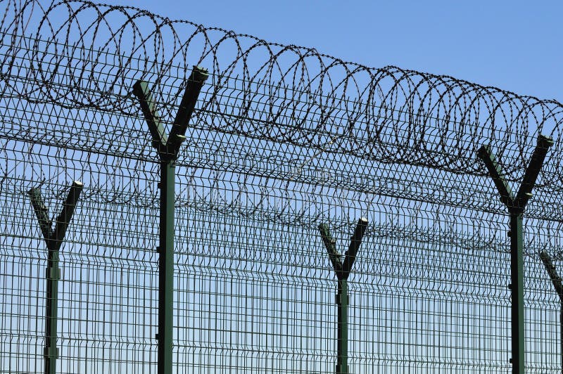 Curved Wall and Barbed Wire Stock Image - Image of greater, industrial ...