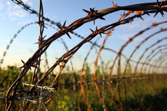 Barbed Wire Fence Cut Open for Entry Stock Image - Image of barbed ...