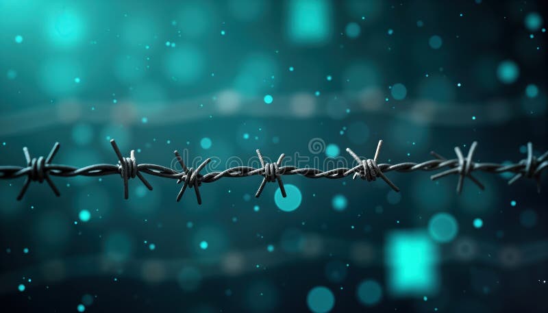 Barbed Wire Fence Encircles Virtual Network. Data Packets Monitored ...