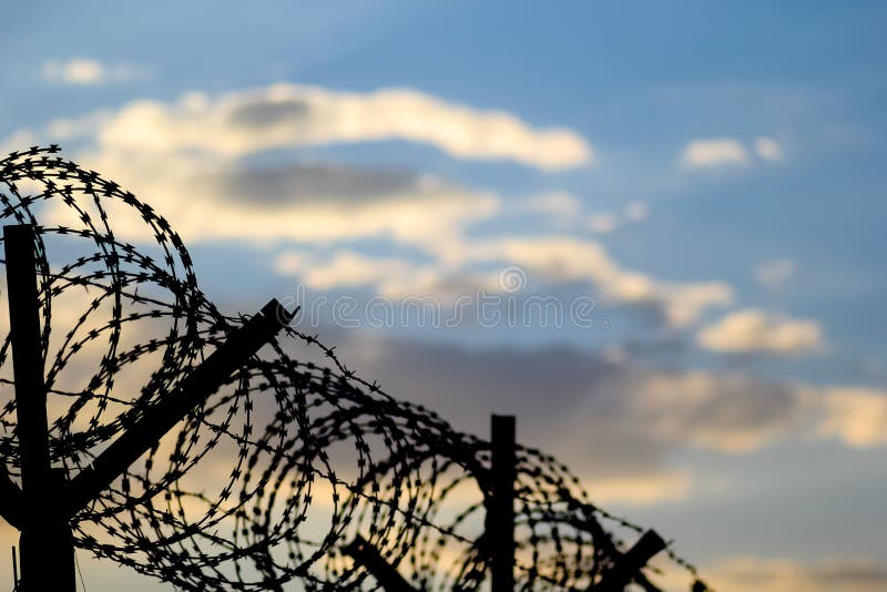 Barbed Wire Fence on the European Border Stock Image - Image of guard ...