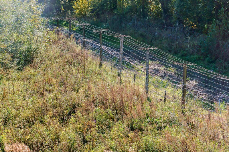 Barbed Wire Fence, Fencing Territory with Barbed Wire Stock Image ...
