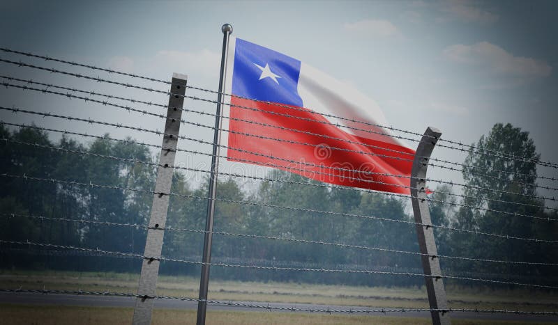 Barbed Wire Fence and Flag of Chile Stock Illustration - Illustration ...