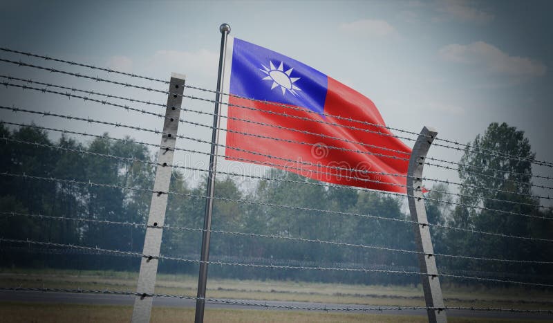 Barbed Wire Fence and Flag of Taiwan Stock Illustration - Illustration ...