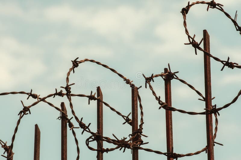 Barbed Wire Fence of Prison Stock Image - Image of freedom, boundary ...