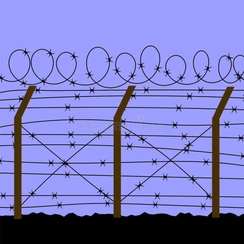 Cartoon Barbed Wire Fence Stock Illustrations – 219 Cartoon Barbed Wire ...