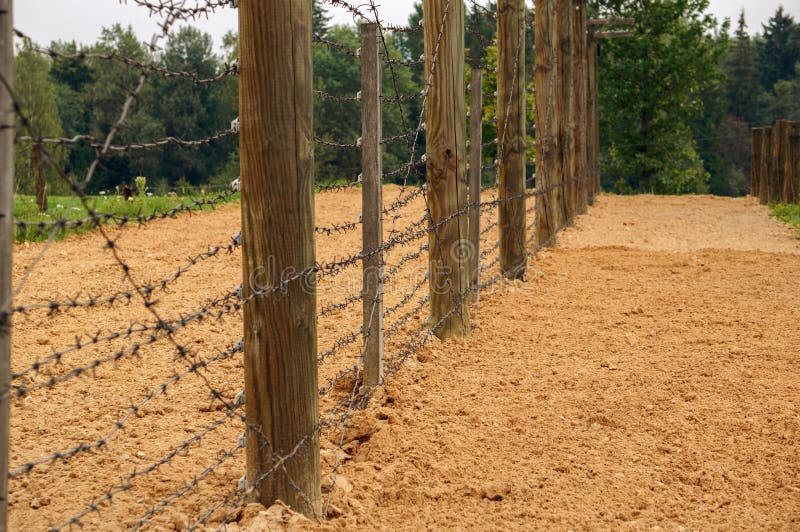 Barbed Wire Fence Stretched Stock Image - Image of forbidden, crime ...