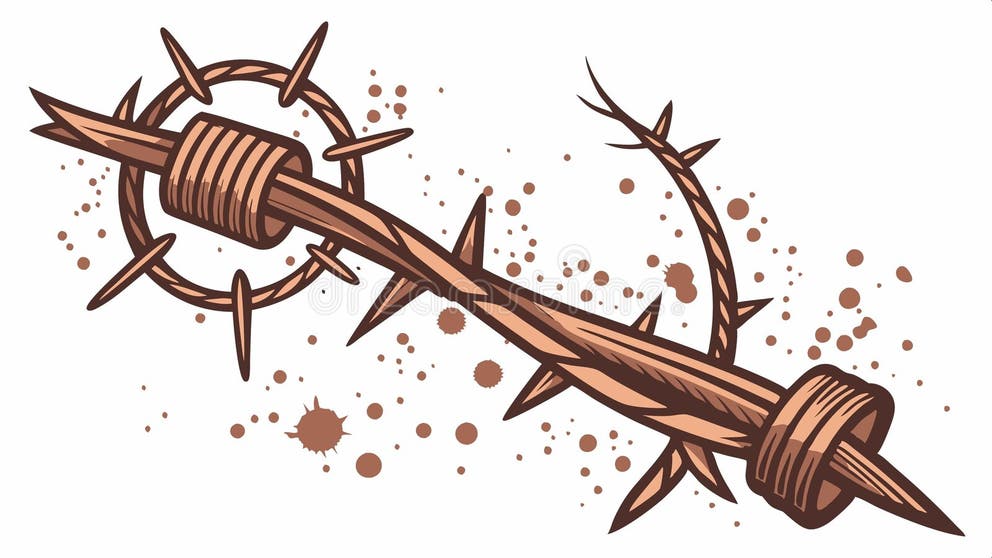 Barbed Wire Fence with Thorns, Security and Danger, Protection Element ...