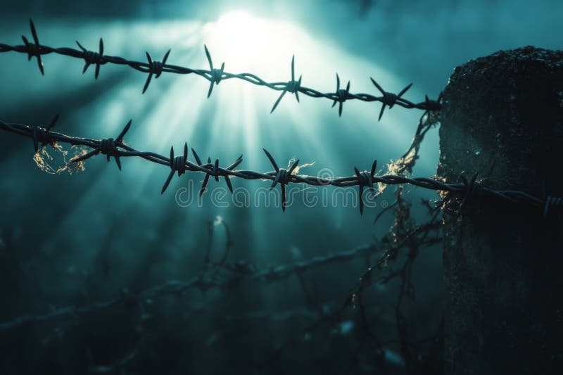 Barbed Wire Fencing Attached To a Concrete Post, Creating a Secure ...