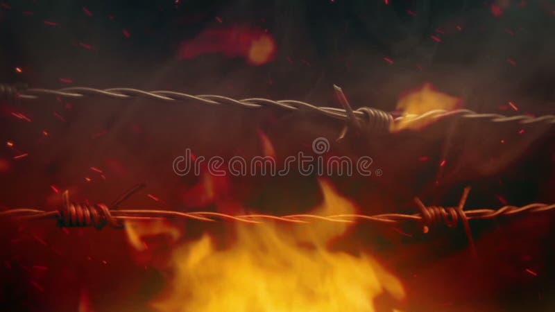 Barbed Wire and Fire - Protection, Firewall Concept Stock Video - Video ...