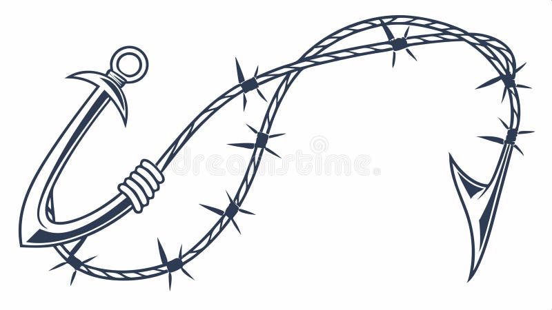 Barbed Wire and Fishing Hook Illustration Danger Security Fishing ...