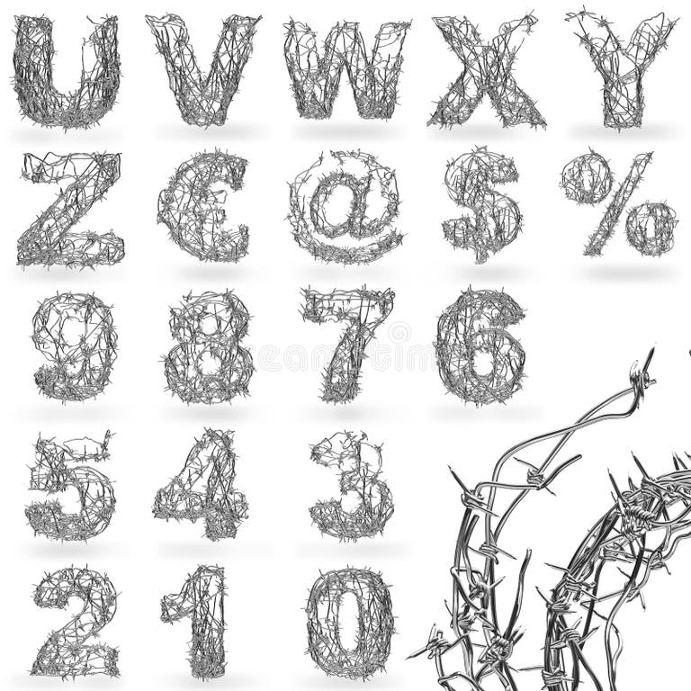 Barbed Wire Alphabet Stock Illustrations – 130 Barbed Wire Alphabet ...