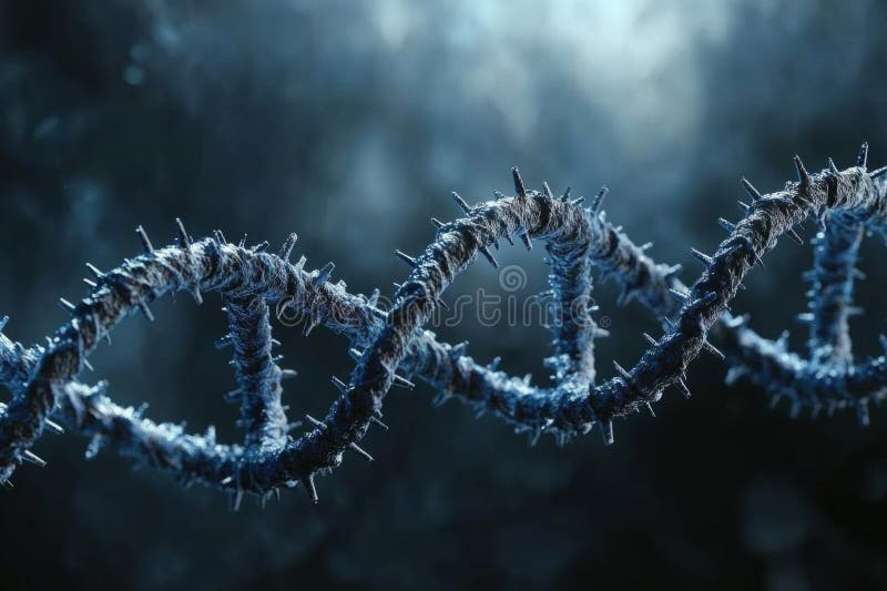 Barbed Wire Forming Dna Strands Symbolizes Genetic Mutation, Creating a ...