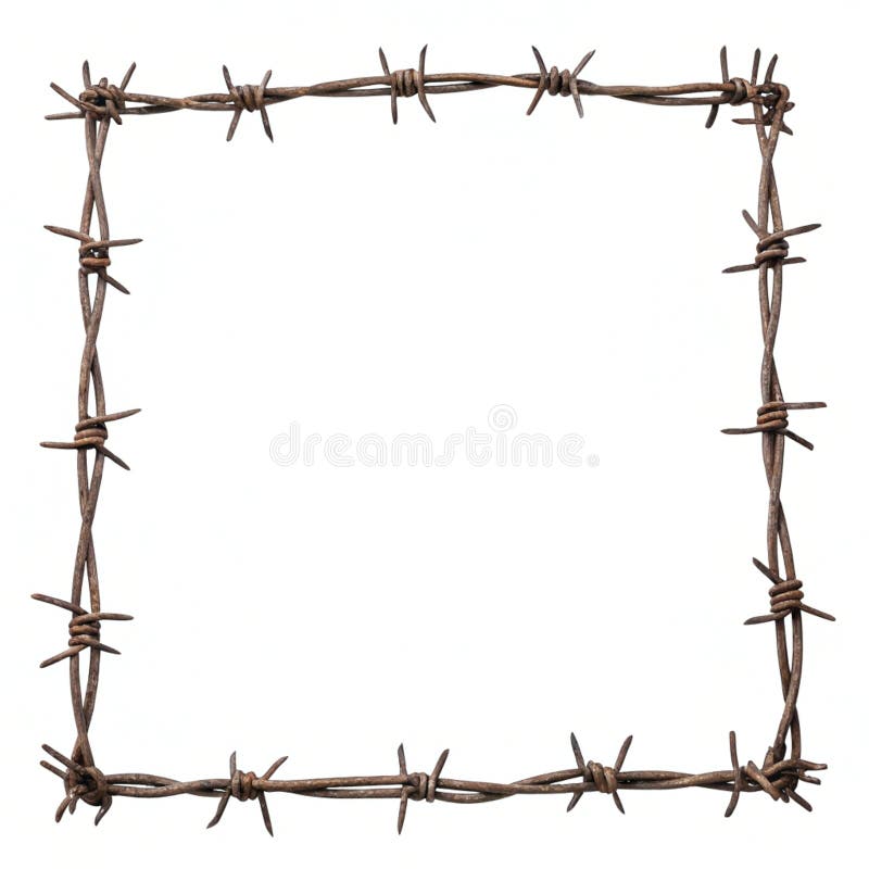 Barbed Wire Frame Isolated on White Background Stock Illustration ...