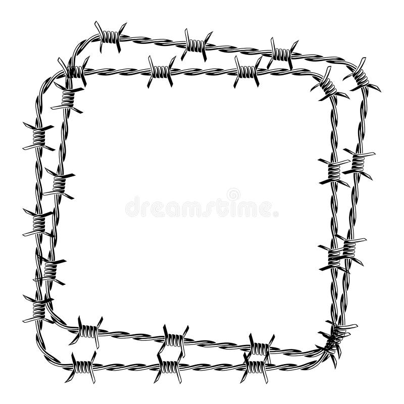 Barbed Wire Frame. Sharp Barbwire Border Chain Stock Vector ...