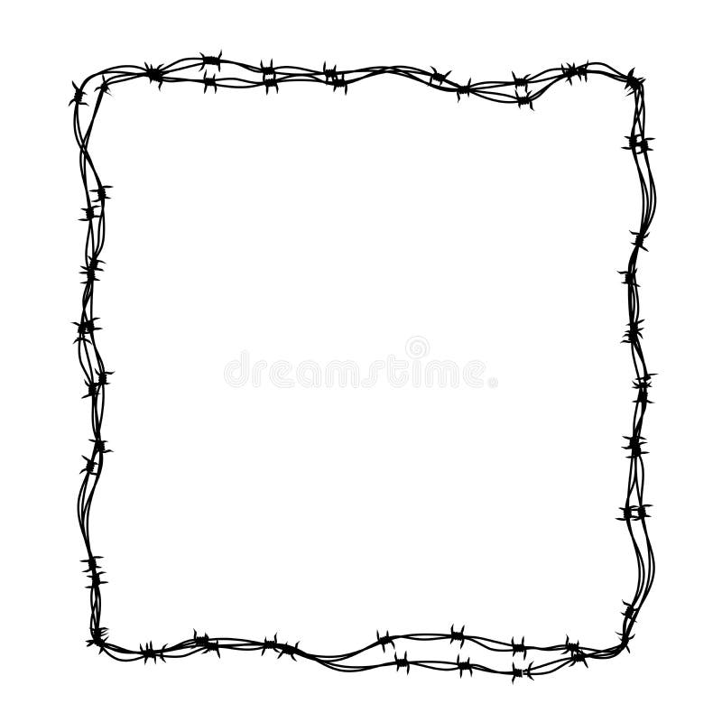 Barbed Wire Frame in Square Shape on White Stock Illustration ...