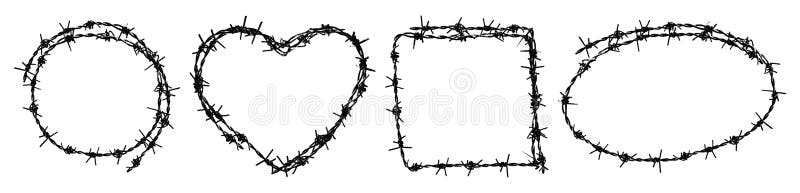 Barbed Wire Frames Set Stipple Vector Illustration Stock Vector ...