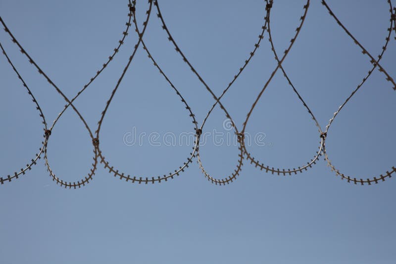 Barbed Wire in Guarded Prison Jail Stock Photo - Image of post, prison ...