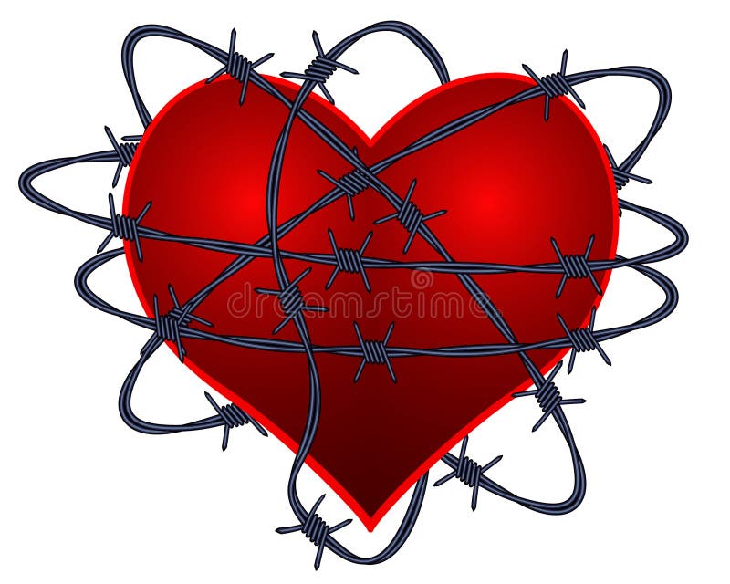 Barbed wire heart stock vector. Illustration of barb - 360740561