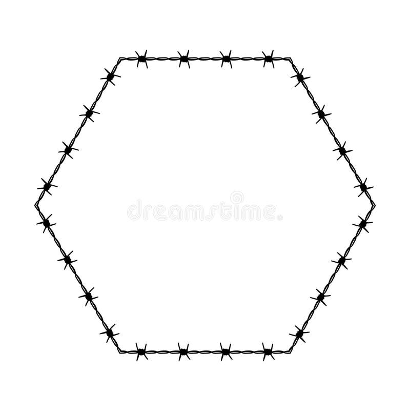 Barbed Wire Hexagon Frame Monogram on the White Background. Isolated ...