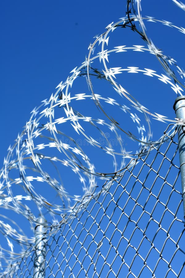 Barbed Wire Installation on Top of Concrete Fence Wall for Heightened ...