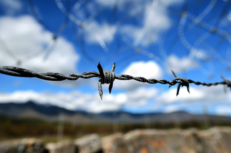 Barbed Wire Installation on Top of Concrete Fence Wall for Heightened ... Barbed Wire Installation on Top of Concrete Fence Wall for Heightened ...