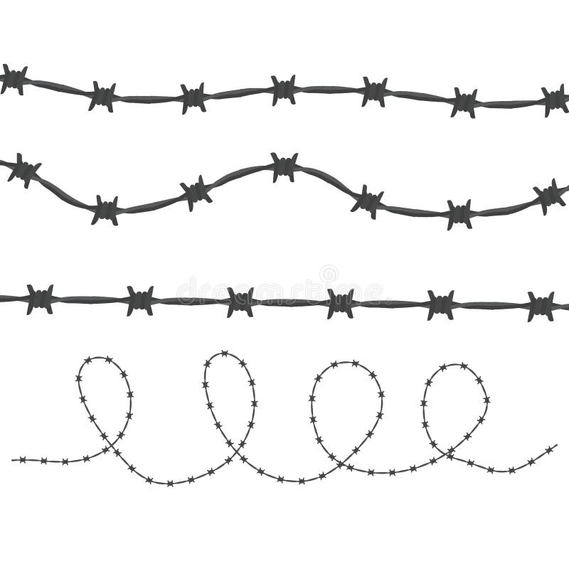 Barbed Wire Isolated Set. Vector Illustration Stock Illustration ...