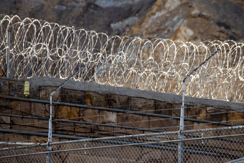 Jail fence stock photo. Image of barbed, wall, jail - 171157036