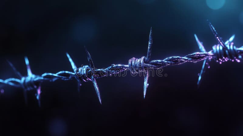 Barbed Wire in Neon Light, Abstract Security Concept Stock Photo ...