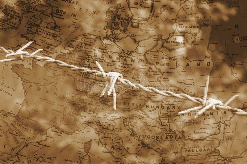 Barbed Wire Over Map of Europe Sepia Stock Photo - Image of world ...
