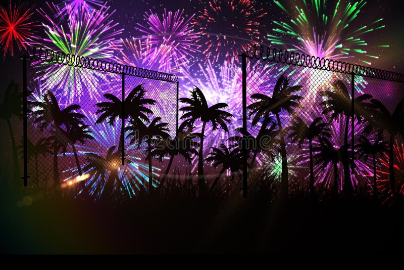 Palm Tree Fireworks Stock Illustrations – 151 Palm Tree Fireworks Stock ...