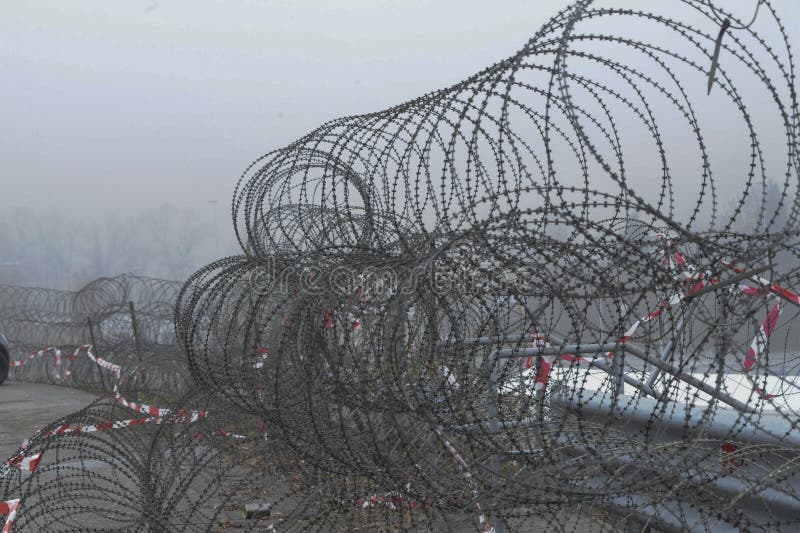 Barbed Wire in the Penal System Stock Photo - Image of barrier ...