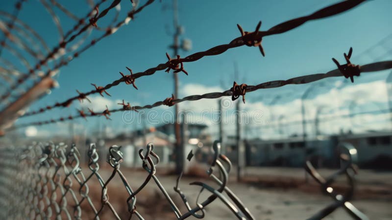 Barbed Wire Prison Fence at Maximum Security Correctional Facility ...