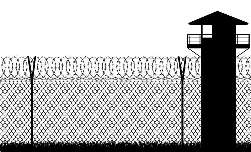 Barbed Wire Prison Fence Vector Illustration Stock Vector ...