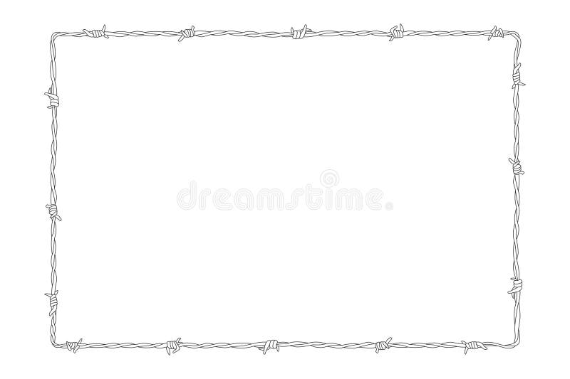 Barbed Wire Rectangle Frame Outline Vector Stock Vector - Illustration ...