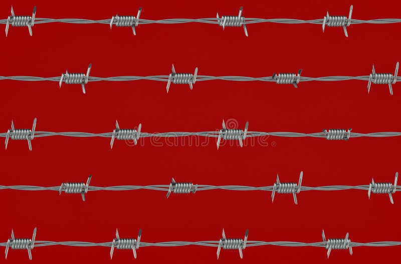 Barbed Wire on Red Background Stock Illustration - Illustration of ...